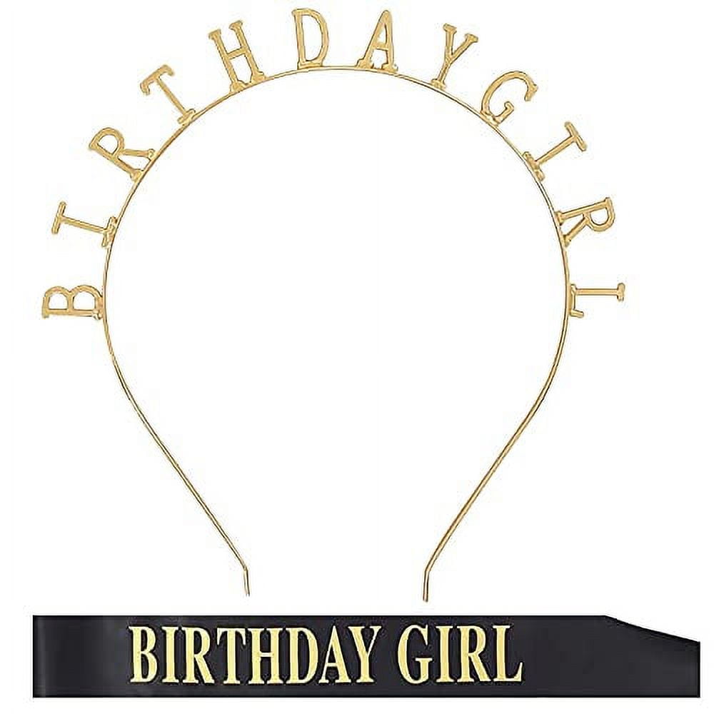 Elehere Birthday Girl Sash Crown for Women Tiara Headband Headpiece ...