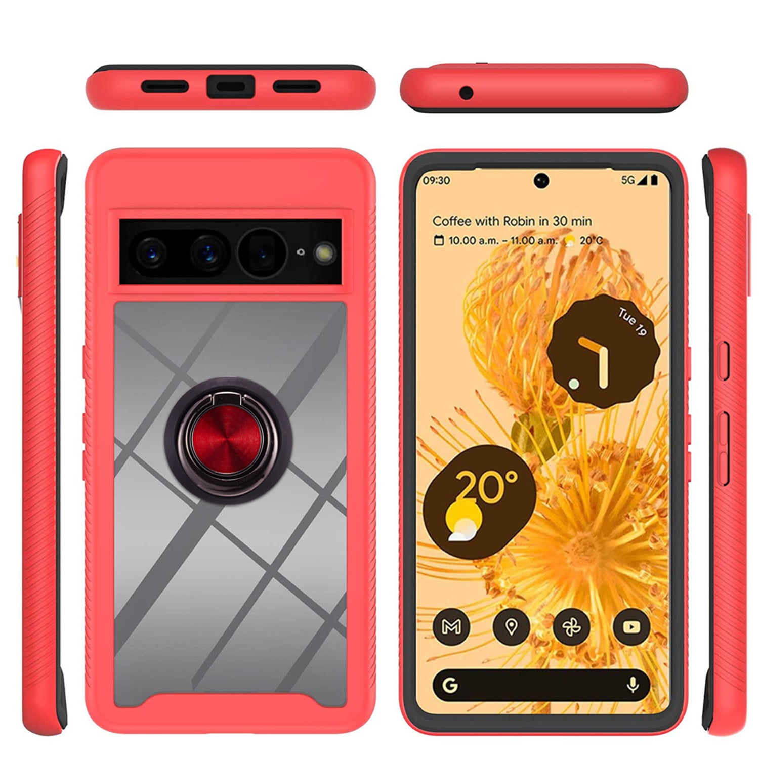 Elehold 3 in 1 Multilayer Rugged Clear Case for Google Pixel 7 Pro 6.7 ...