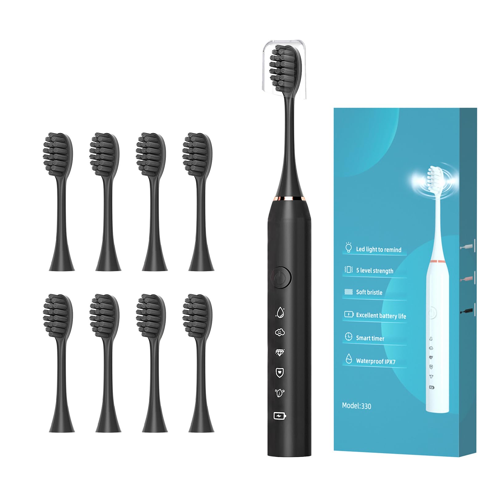 Elehomyou Toothbrush for KEF16 Adults and Kids, Toothbrush with 8 Brush ...