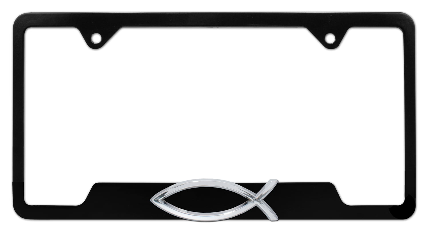 Elektroplate Christian Fish Black Metal Auto License Plate Frame - Open ...