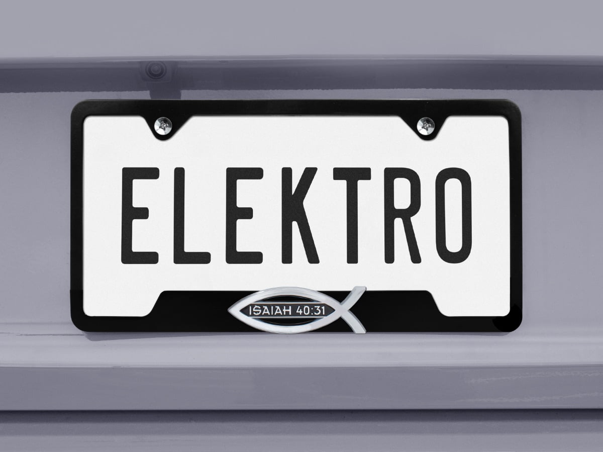 Elektroplate – Christian Fish Ichthys Bible Verse Isaiah 40:31 on Black ...