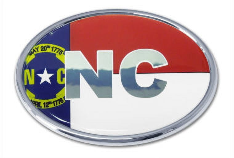 Elektroplate North Carolina Oval Flag Chrome Metal Automotive Emblem ...