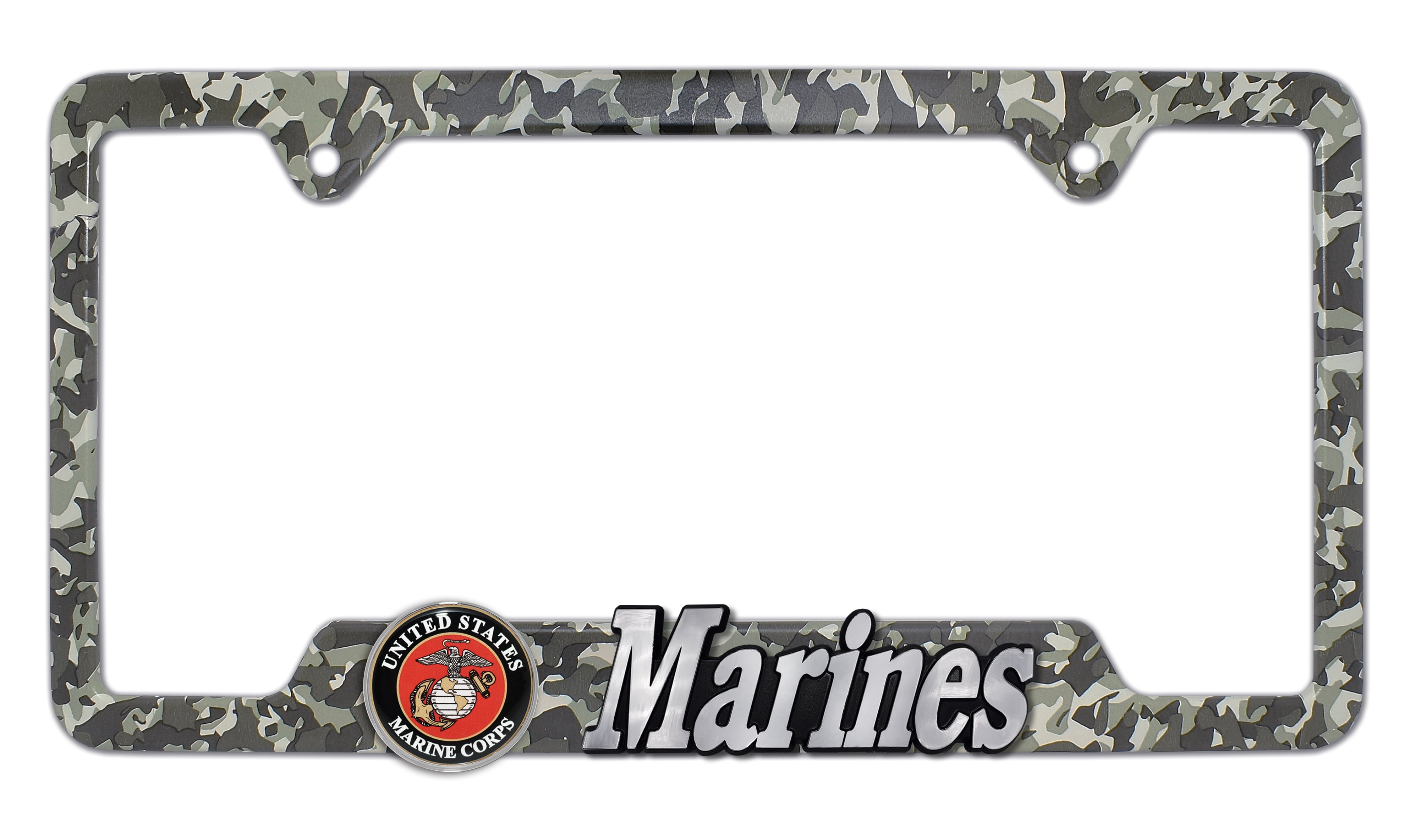 U.S. Marine Corps 3D Camo Metal Open License Plate Frame - Walmart.com