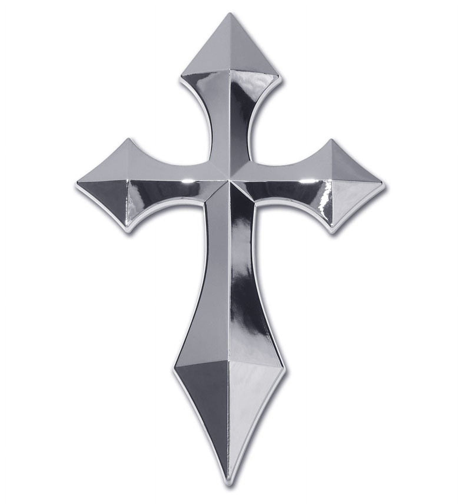Elektroplate Pointed Christian Cross Silver Shiny Chrome OEM Automotive ...