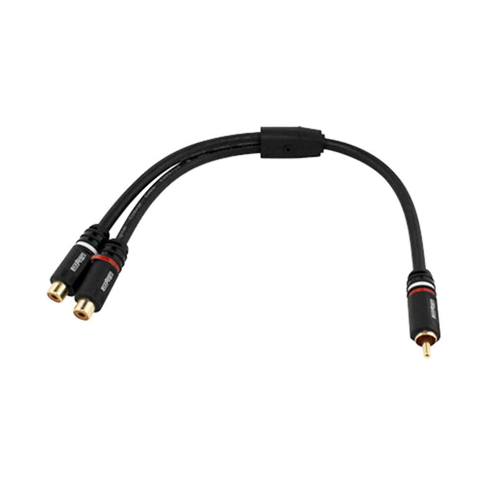 Element-Hz 2-Female to 1-Male 12" RCA Y-Adapter Cable (Black, Gold ...