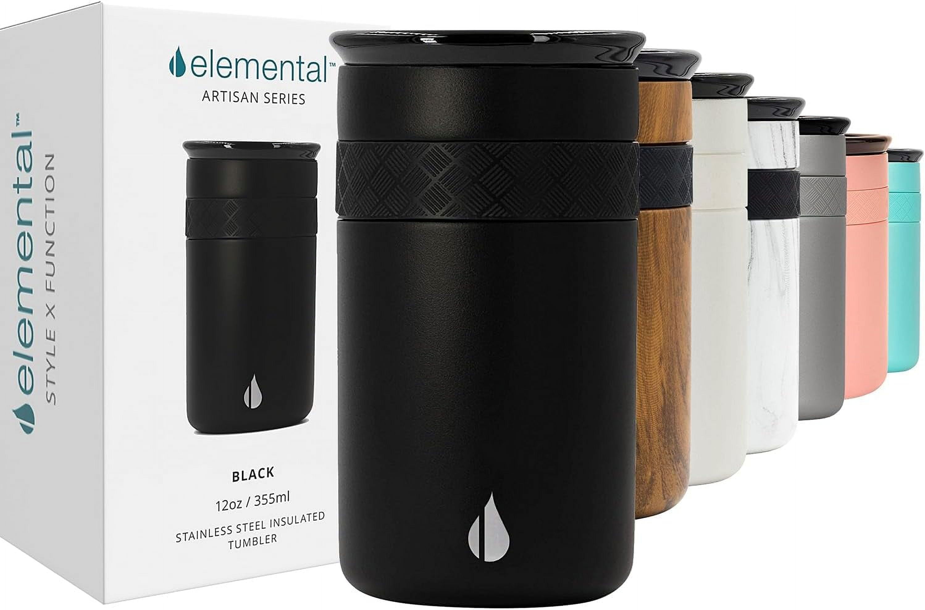Elemental Artisan 12 oz Tumbler with Ceramic Lid, Triple Wall Insulated ...