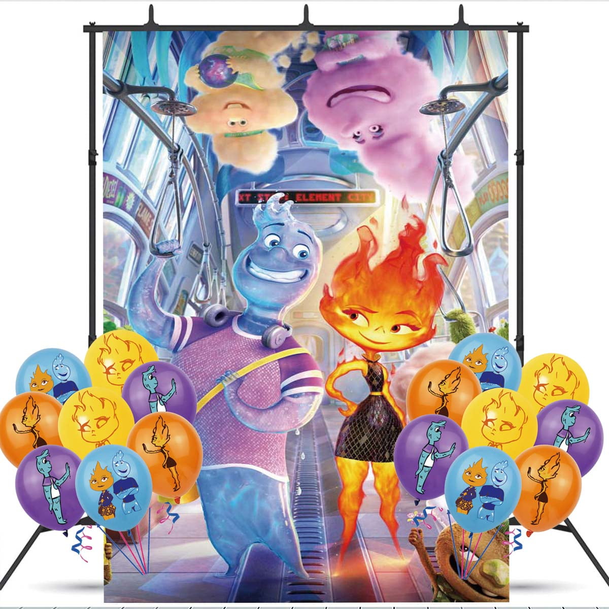 Elemental Backdrop Balloons Banner Party Decorations Taspestry Wall ...