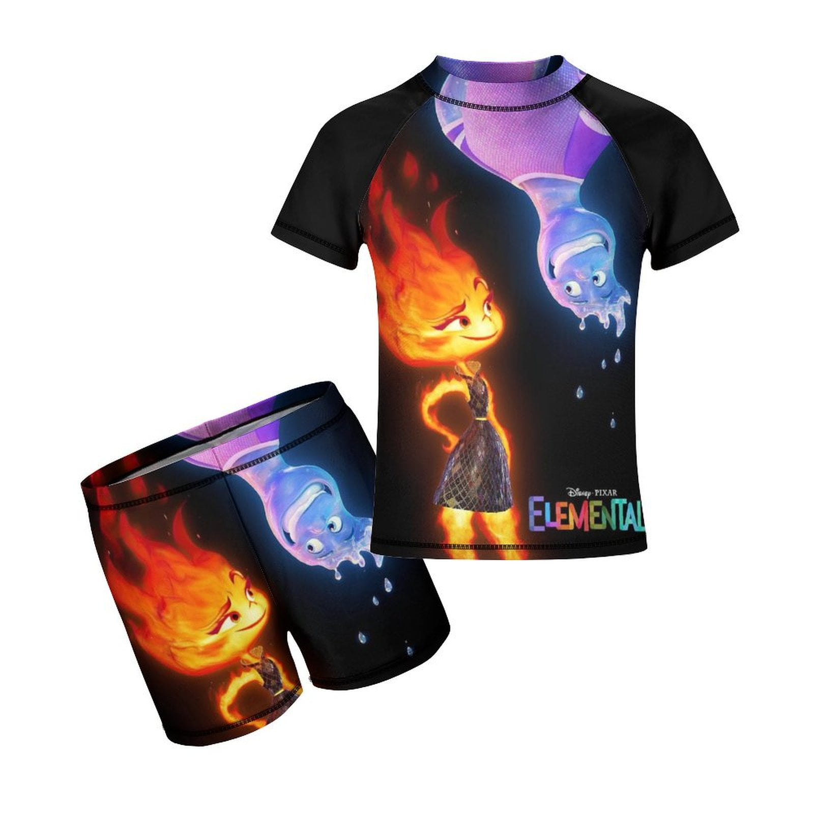 Elemental Boys Rash Guard Set Short Sleeve Bathing Suit Swim Trunks – 2 ...