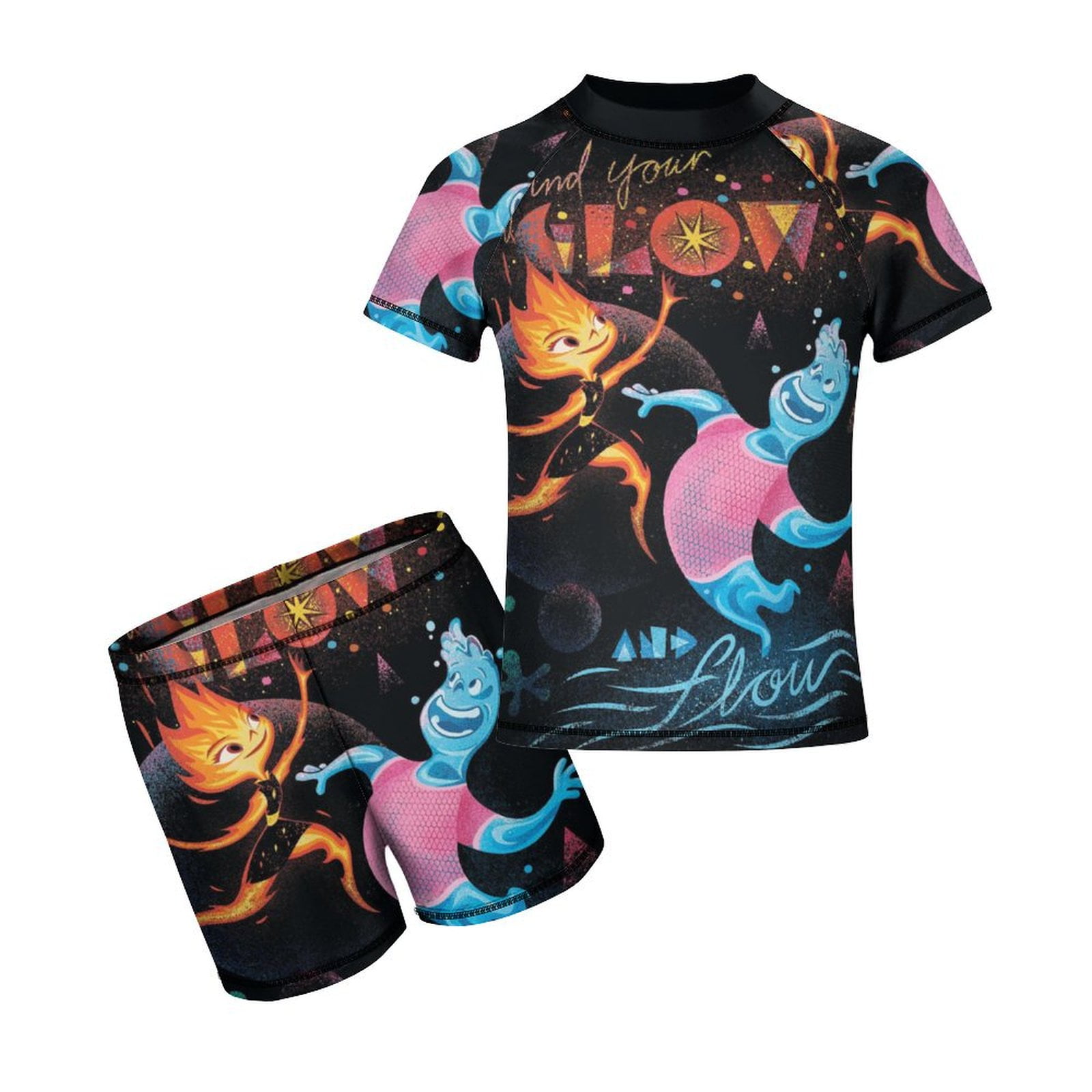 Elemental Boys Rash Guard Set Short Sleeve Bathing Suit Swim Trunks – 2 ...