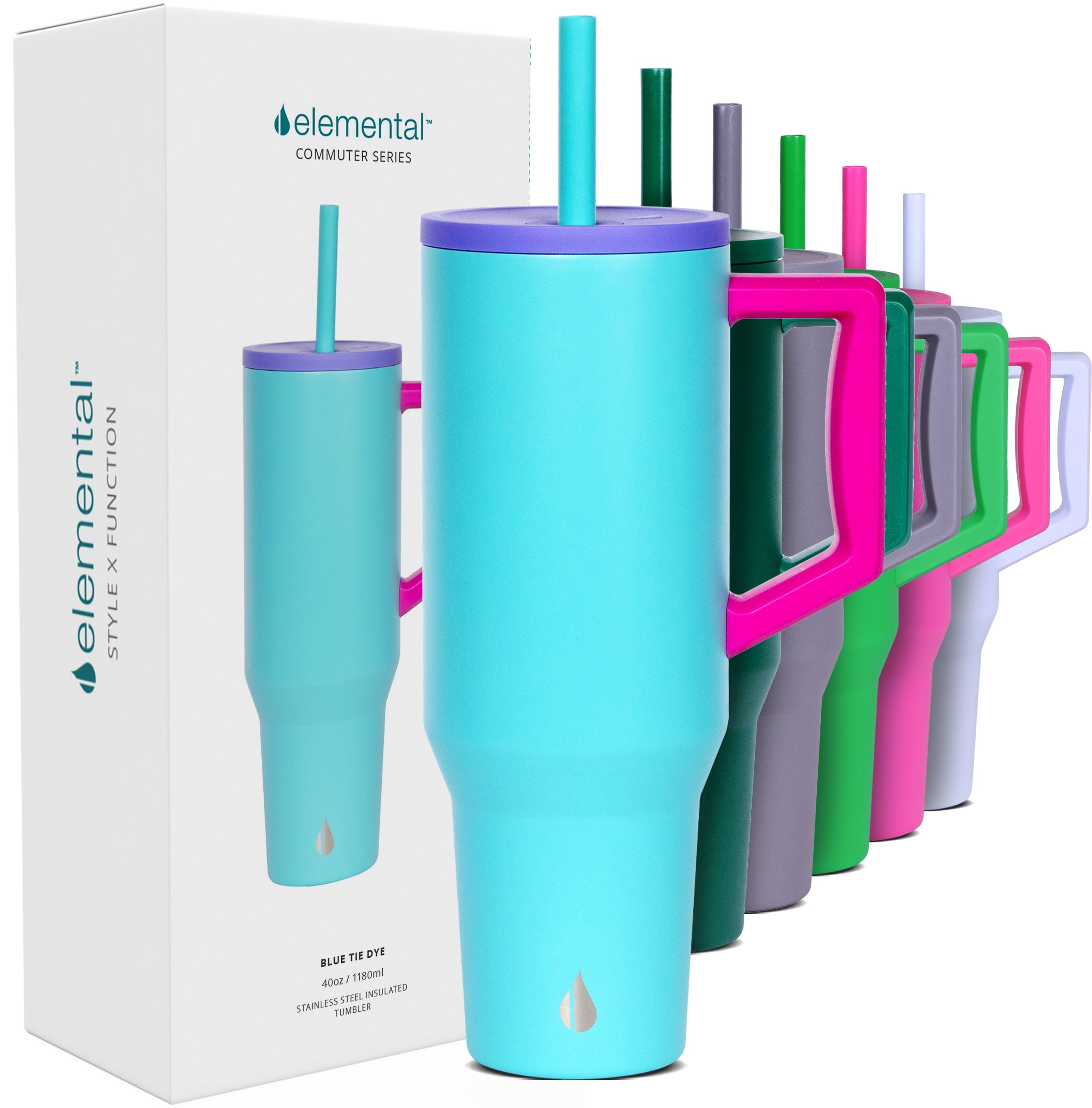 Elemental Commuter 40 oz Tumbler with Handle and Straw Lid | Travel ...