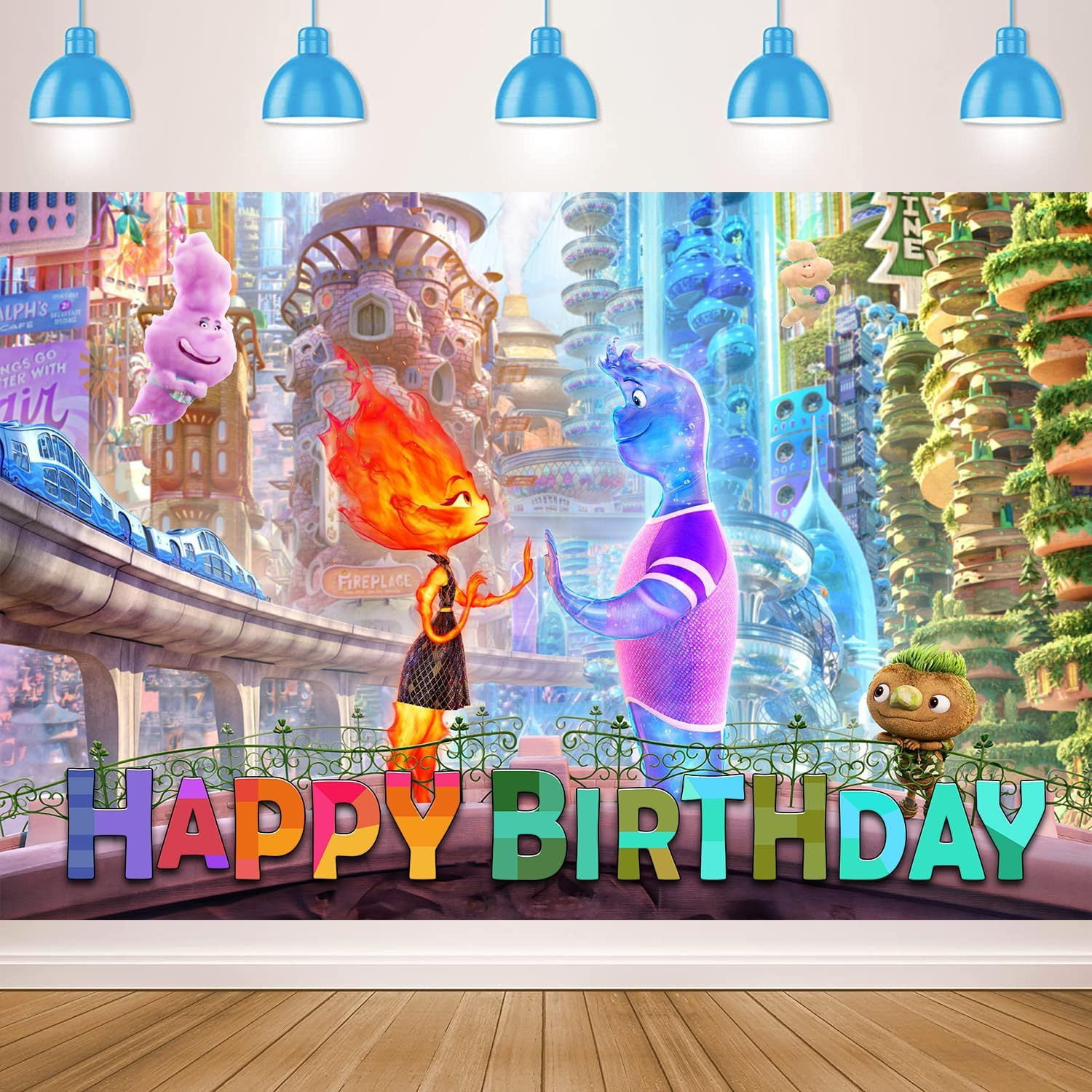 Elemental Happy Birthday Anime Cartoon Theme Backdrops Banner Birthday ...