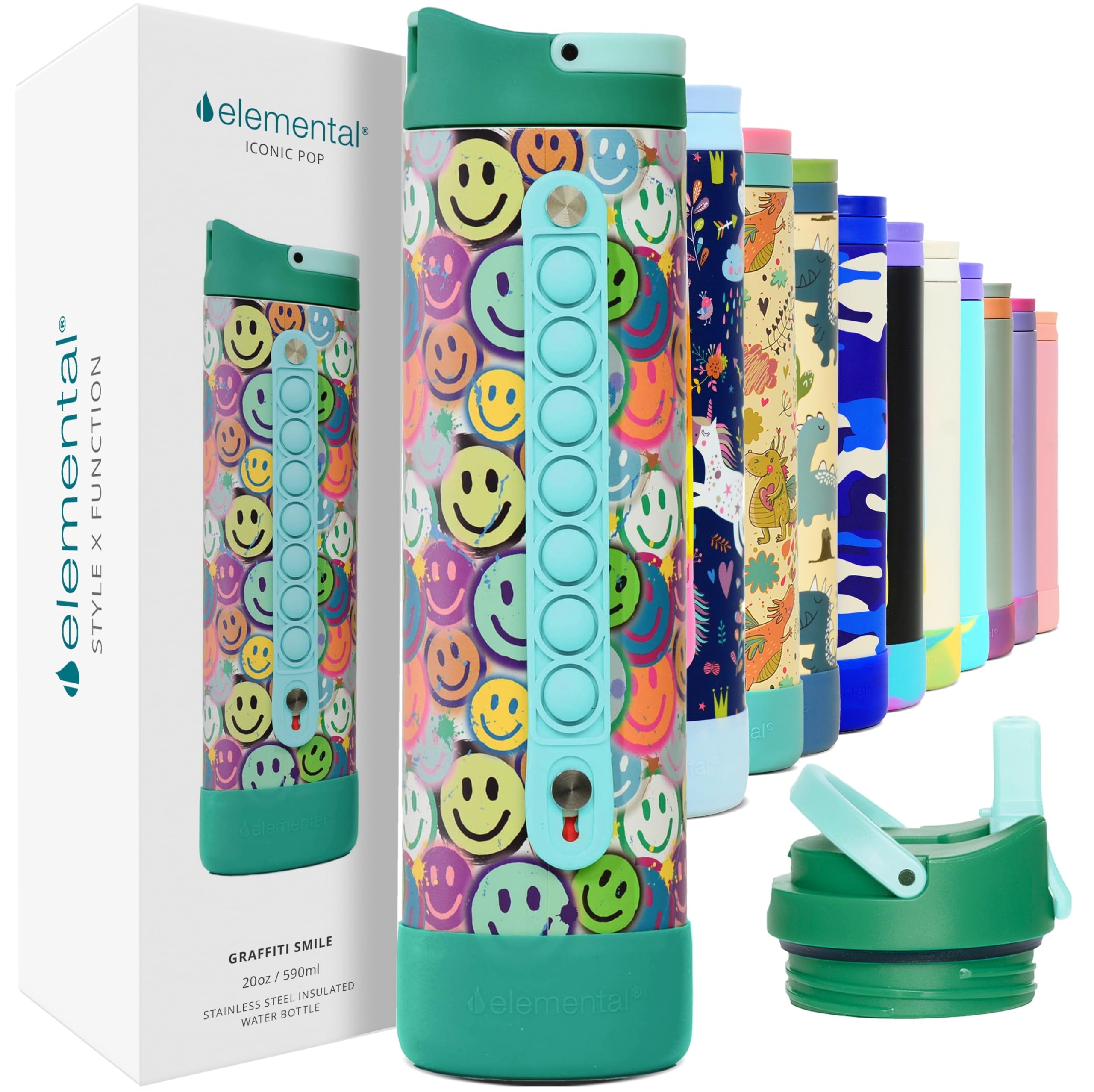 Elemental Iconic Kids Insulated 20 oz Graffiti Smile Stainless Steel ...