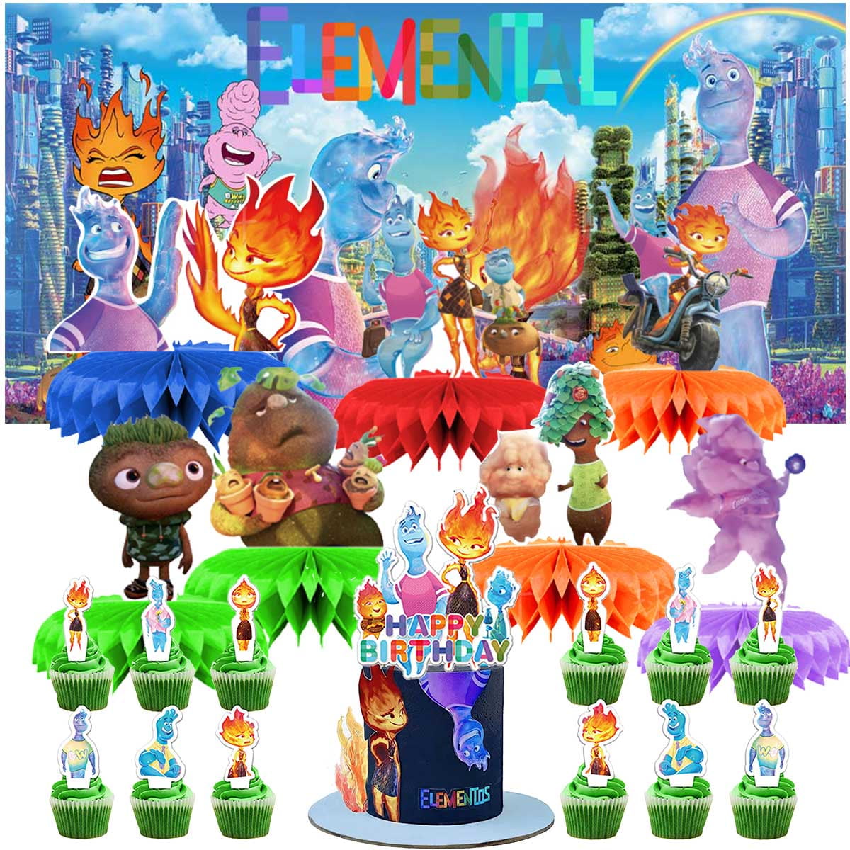 Elemental Party Decorations Decor Supplies Honeycomb Centerpieces Table ...