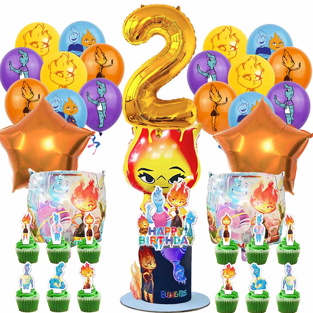 Elemental Party Supplies 2nd Decor Kit Balloons Birthday Cake Topper ...