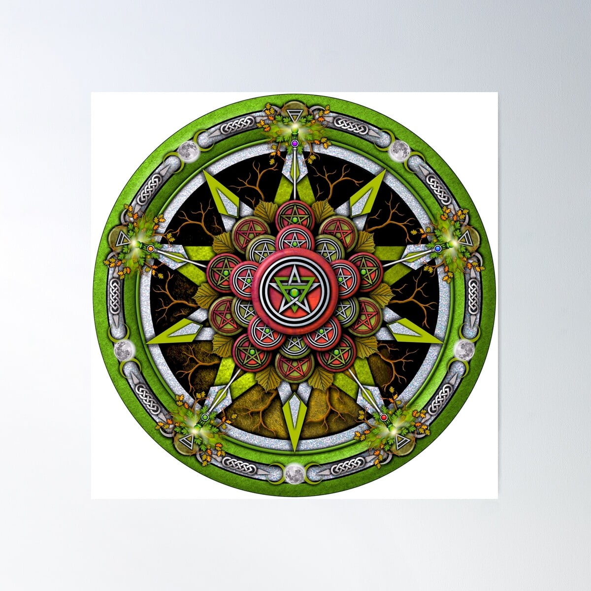 Elemental Pentacle For Earth Poster Wall Art, Modern Wall Decor For ...