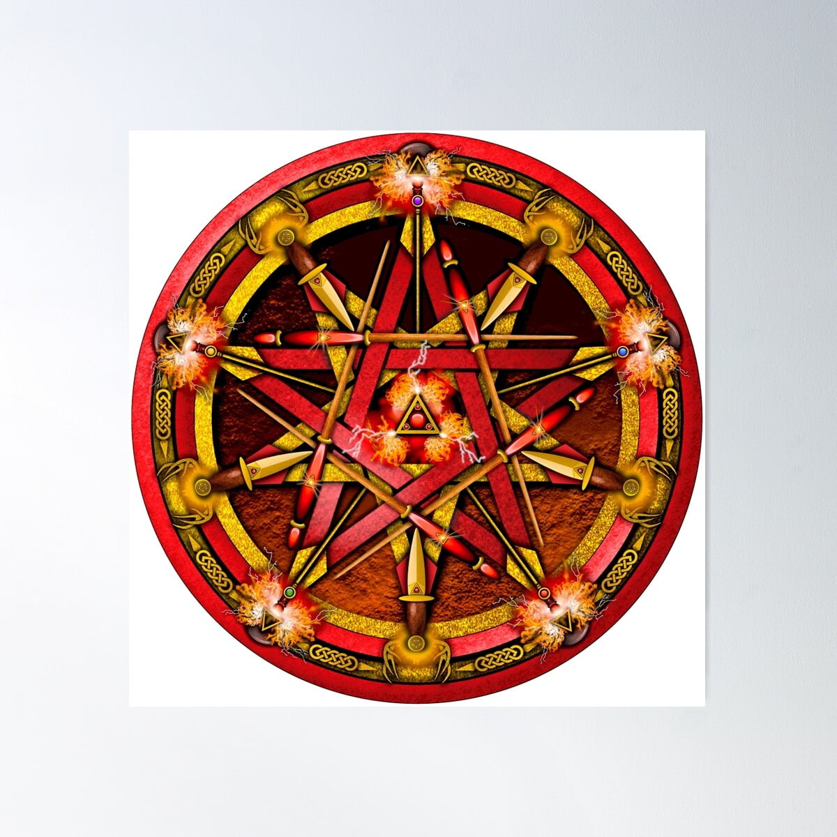 Elemental Pentacle For Fire Poster Wall Art, Modern Wall Decor For ...