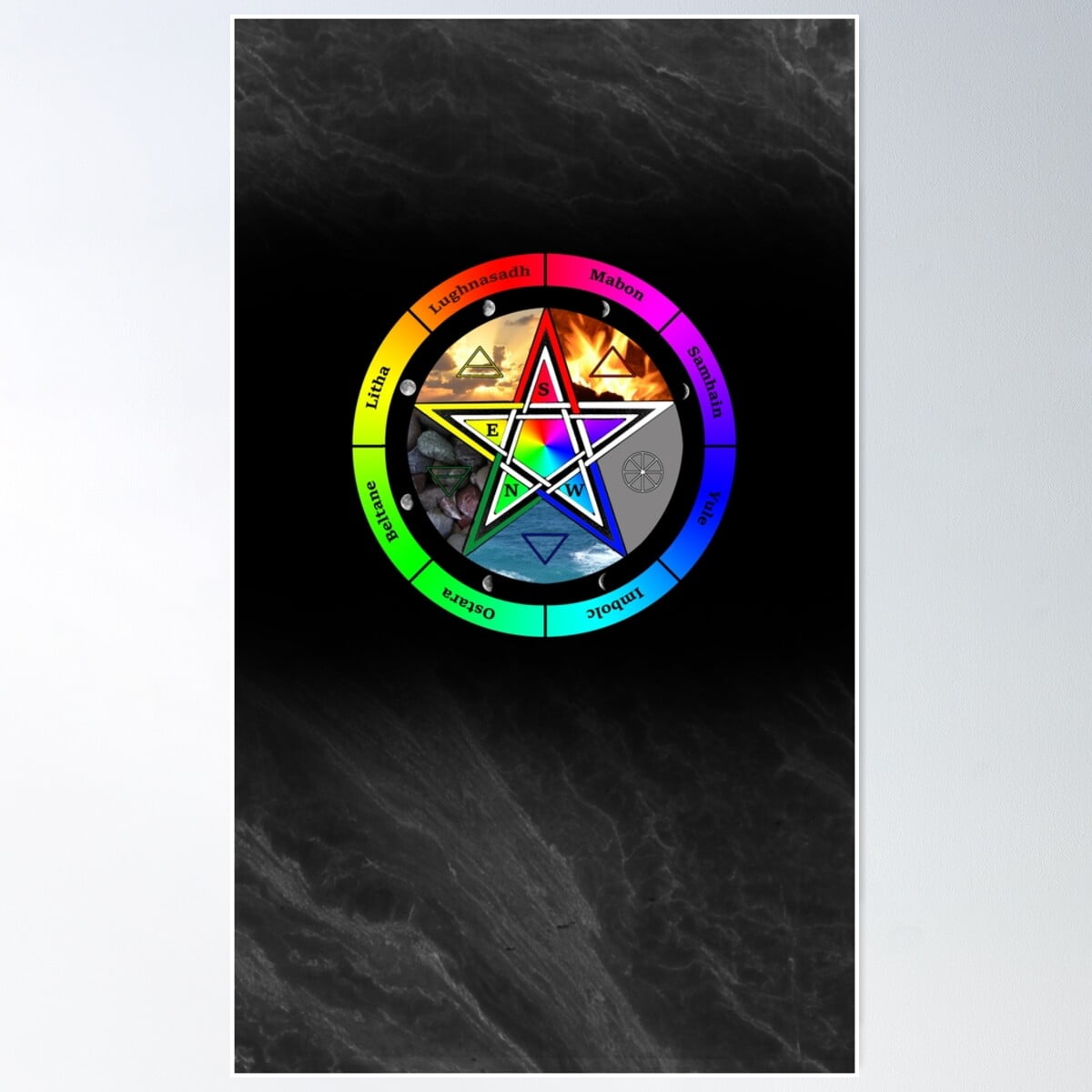 Elemental Pentagram Phone Case Poster Wall Art, Modern Wall Decor For ...