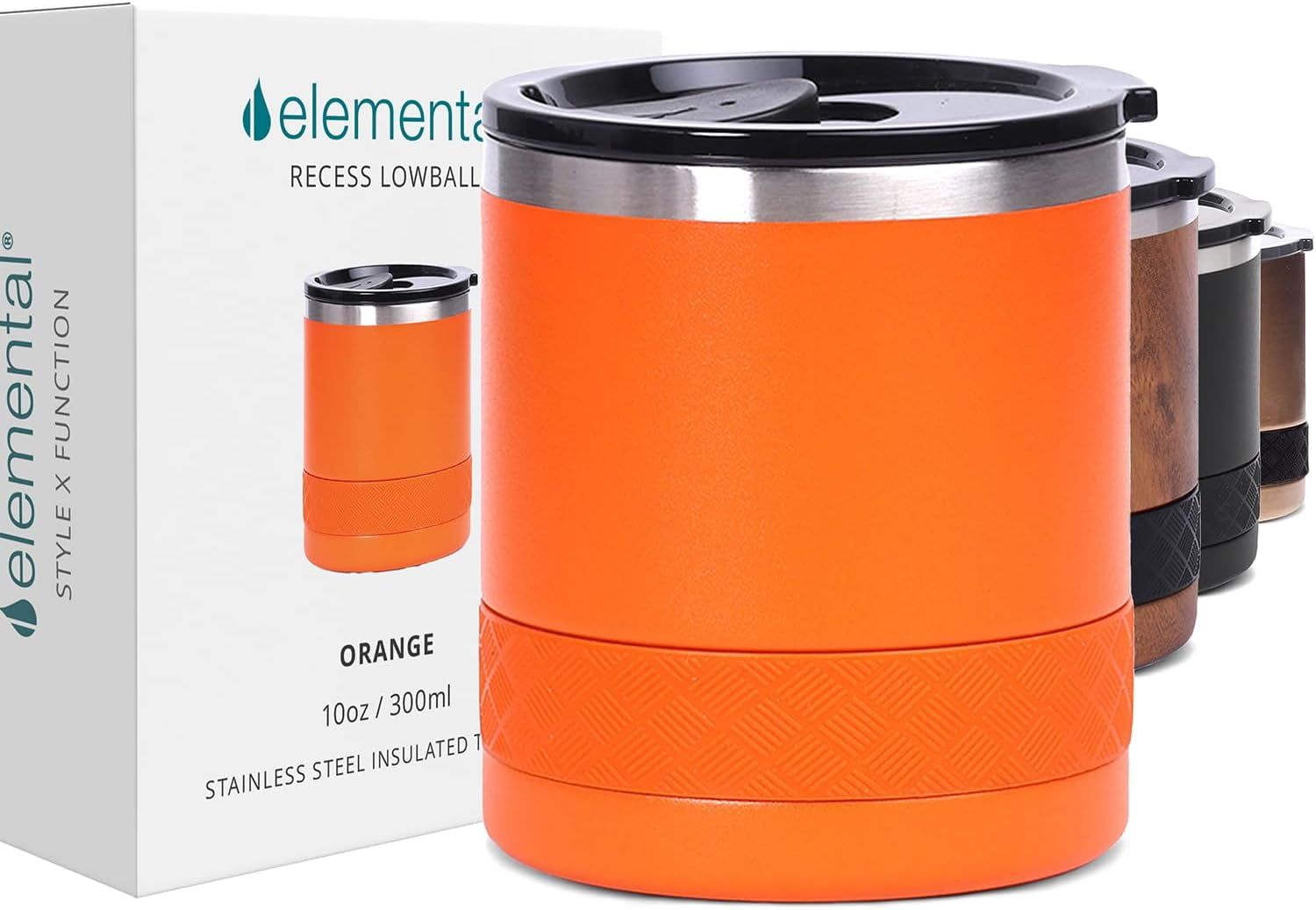Elemental Recess Lowball Tumbler, 10oz Triple Wall Stainless Steel Cup ...