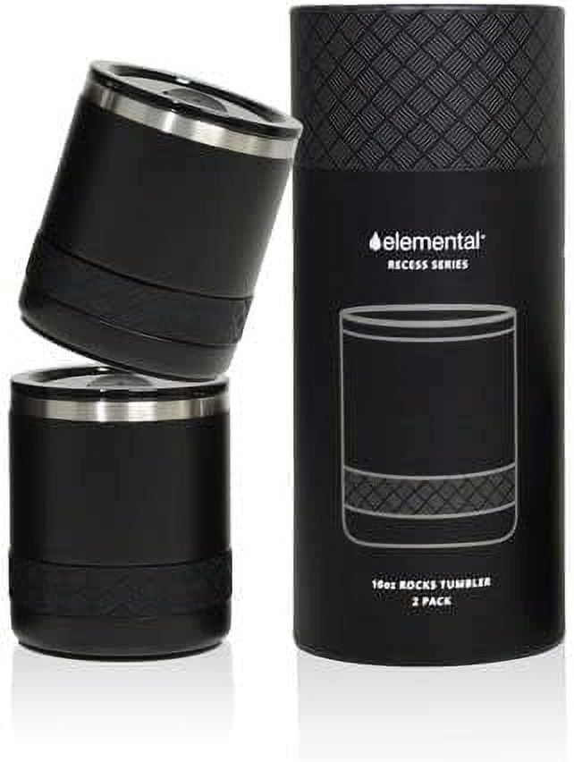 Elemental Recess Lowball Tumbler Set of 2, 10oz Triple Wall Stainless ...