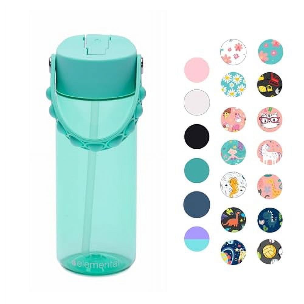 Elemental Splash Kids Water Bottle, 18oz Tritan, Straw Lid, Fidget Pop ...