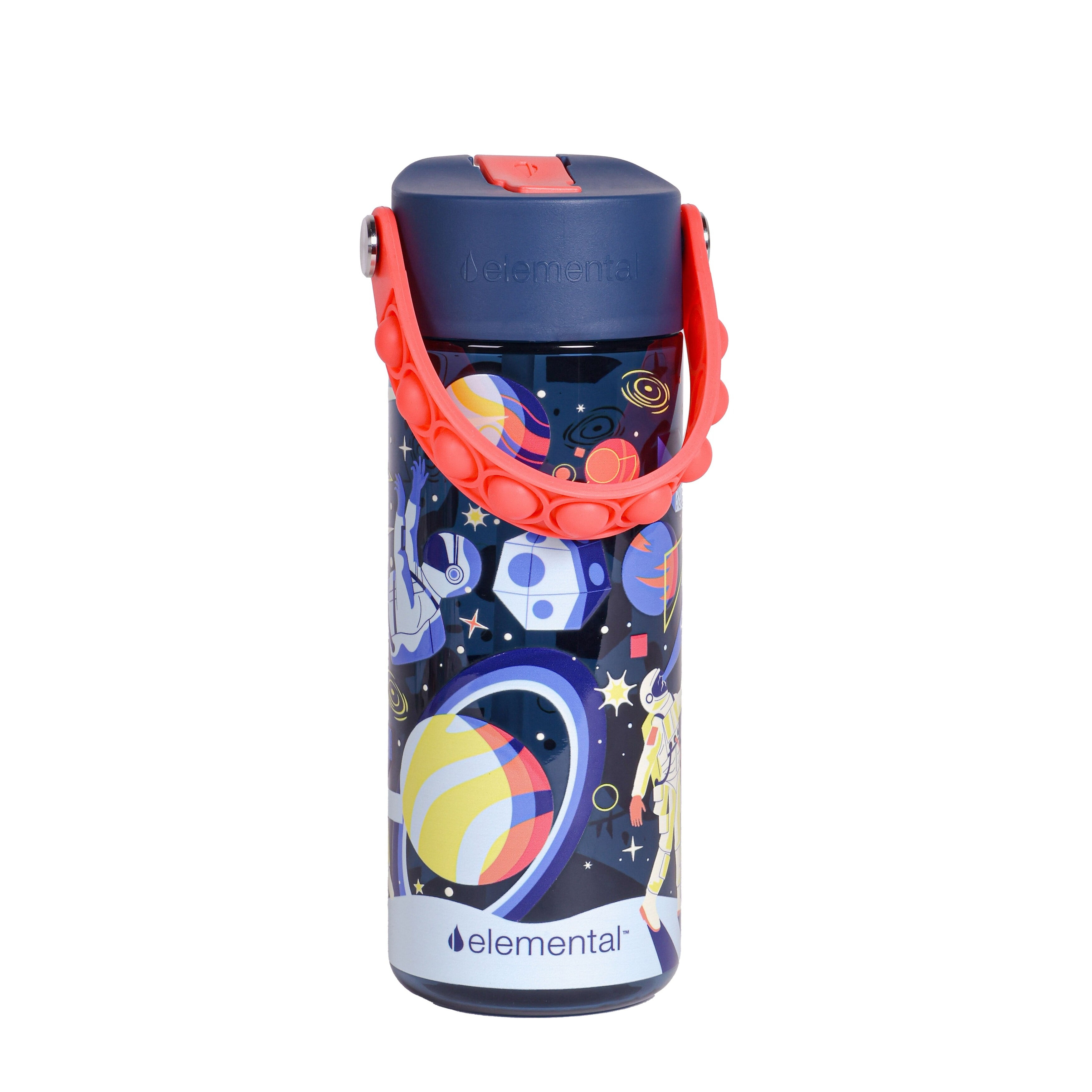 Elemental Splash Kids Water Bottle, Tritan Plastic, Leakproof Straw Lid ...