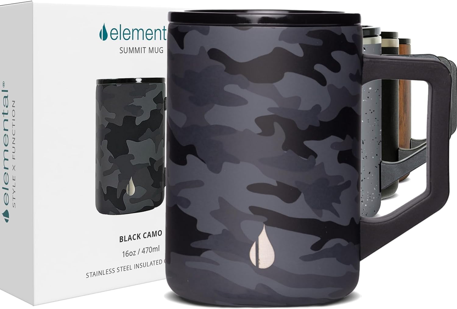Elemental Summit Insulated Coffee Mug with Lid & Handle, Insulated ...
