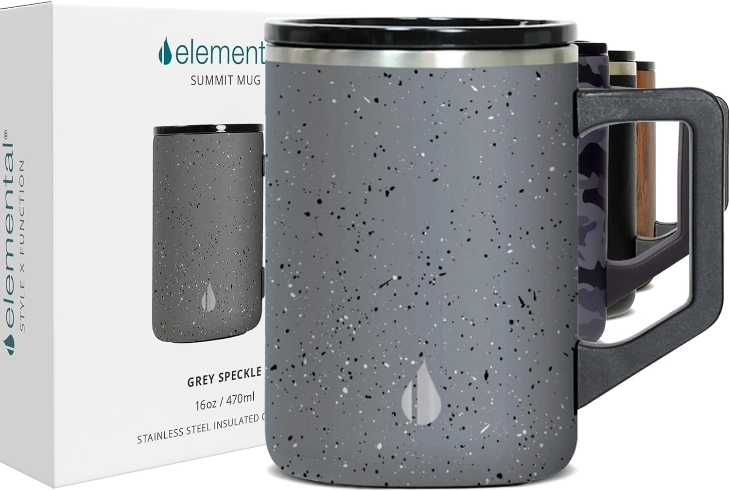 Elemental Summit Insulated Coffee Mug with Lid & Handle, Insulated ...