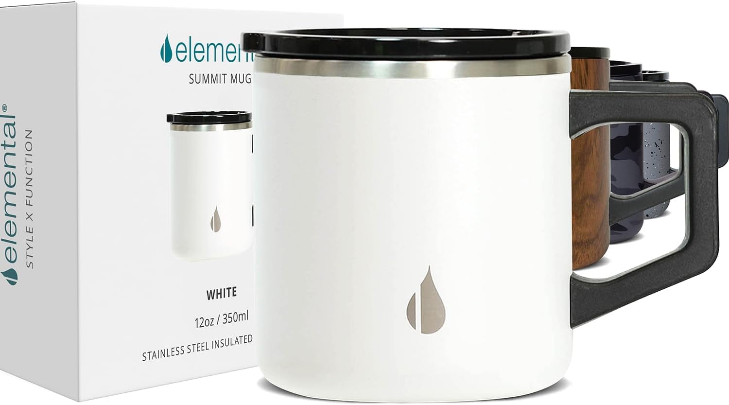 Elemental Summit Insulated Coffee Mug with Lid & Handle, Insulated ...