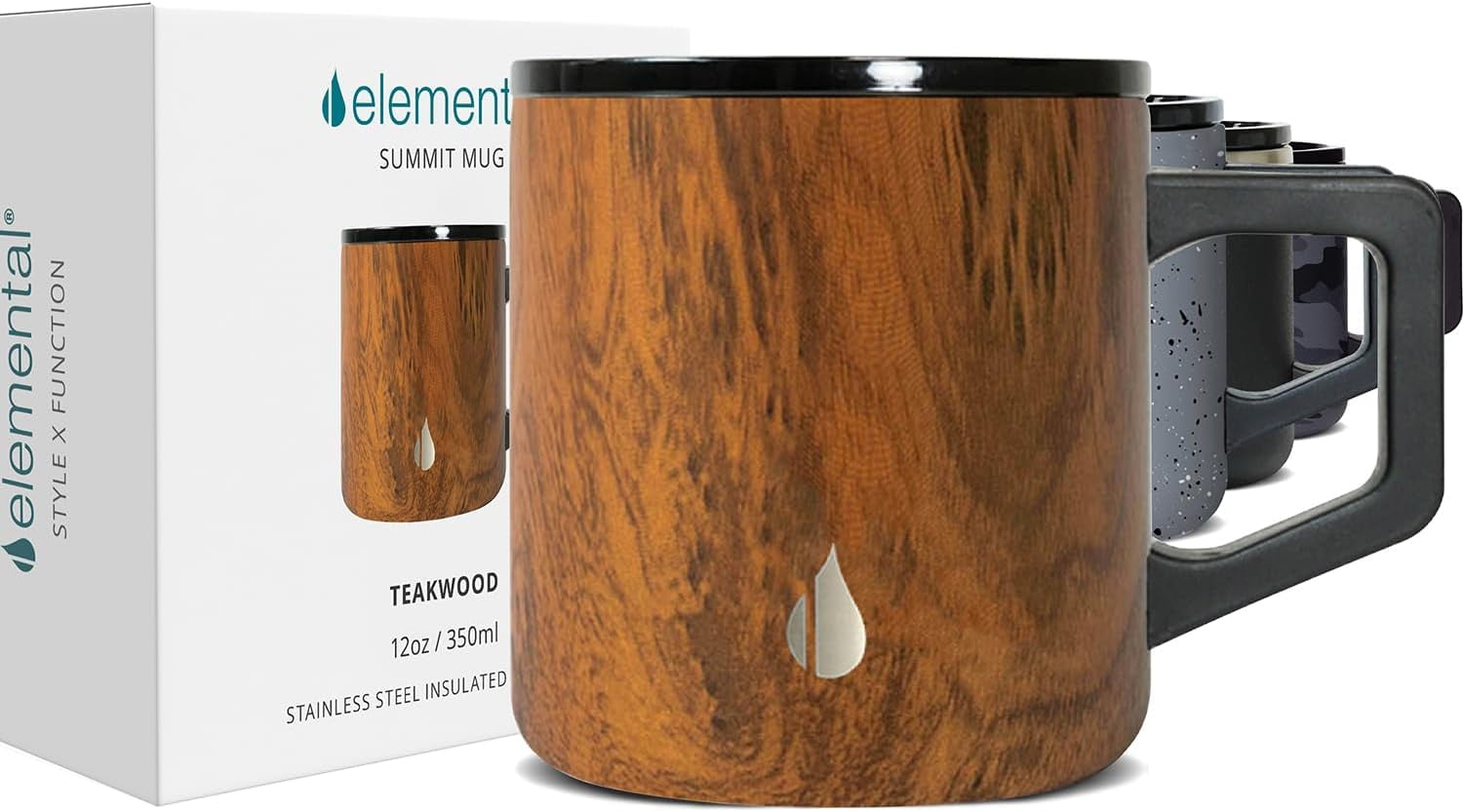 Elemental Summit Insulated Coffee Mug with Lid & Handle, Lightweight ...