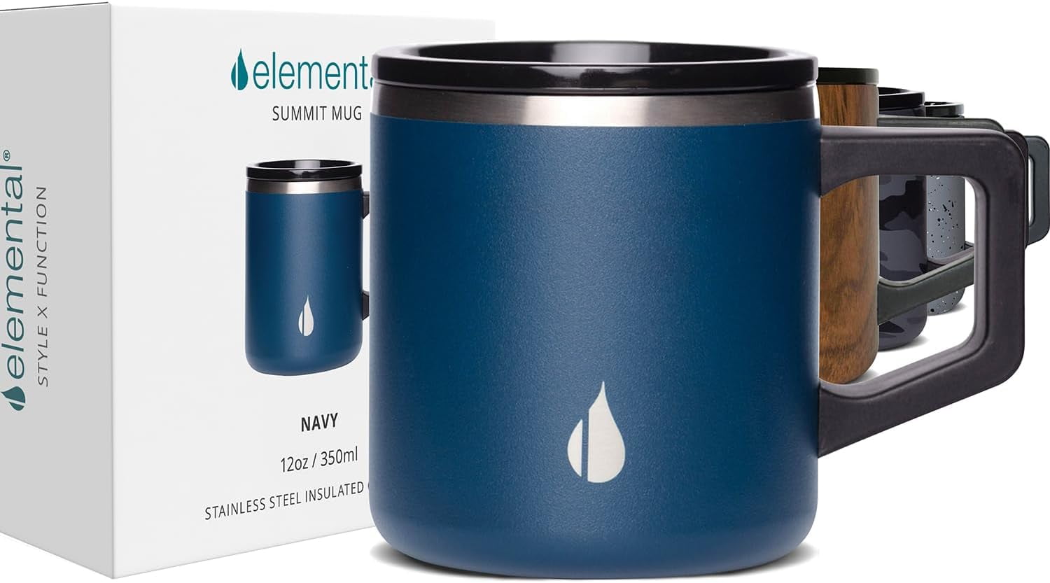 Elemental Summit Insulated Coffee Mug with Lid & Handle, Lightweight ...