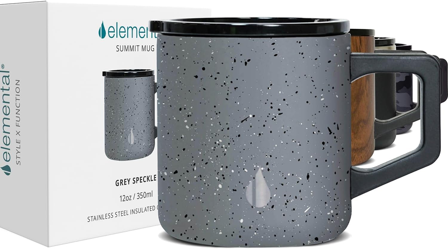 Elemental Summit Insulated Coffee Mug with Lid & Handle, Lightweight ...