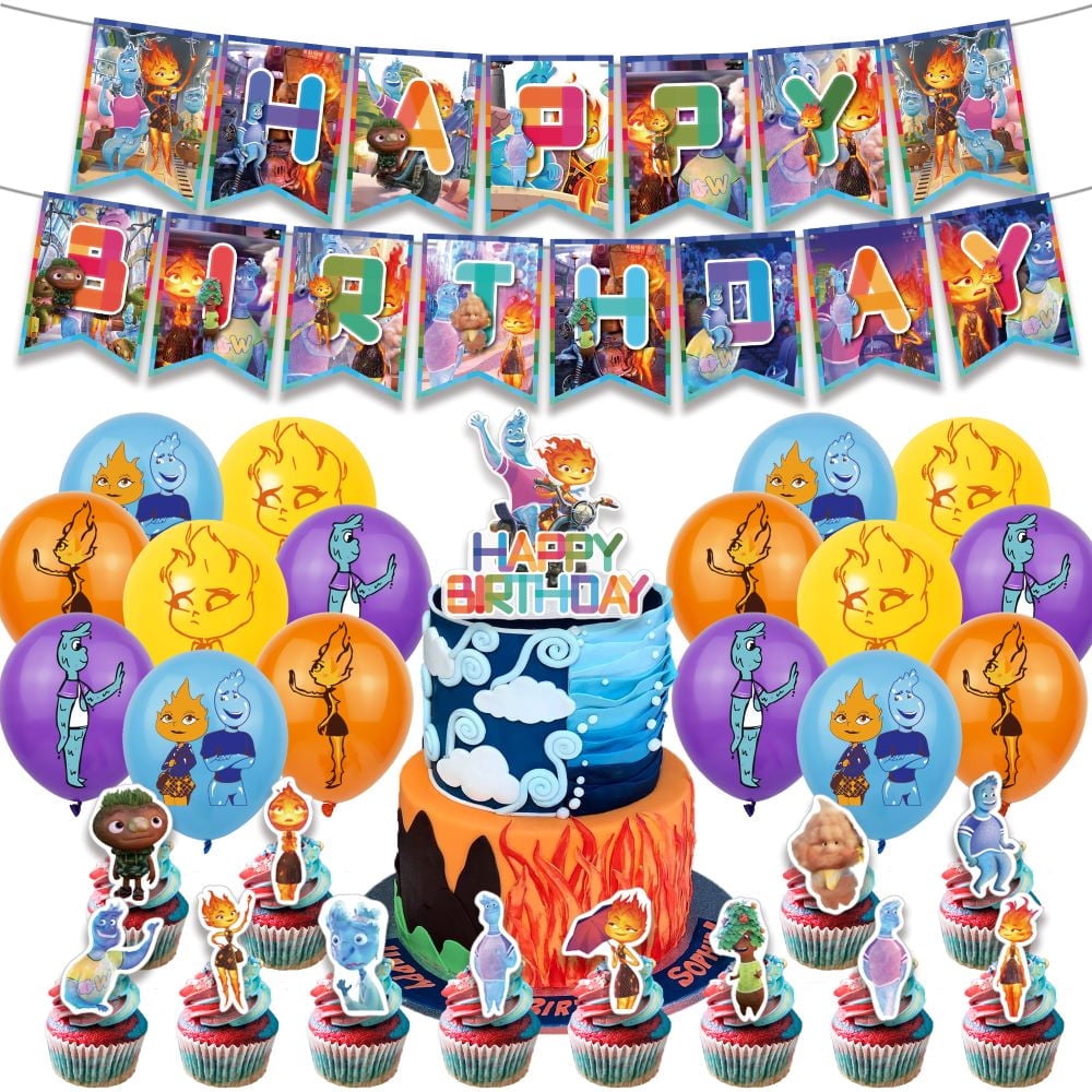 Elemental Theme Cartoon style Birthday Decoration Kits，Party Supplies ...