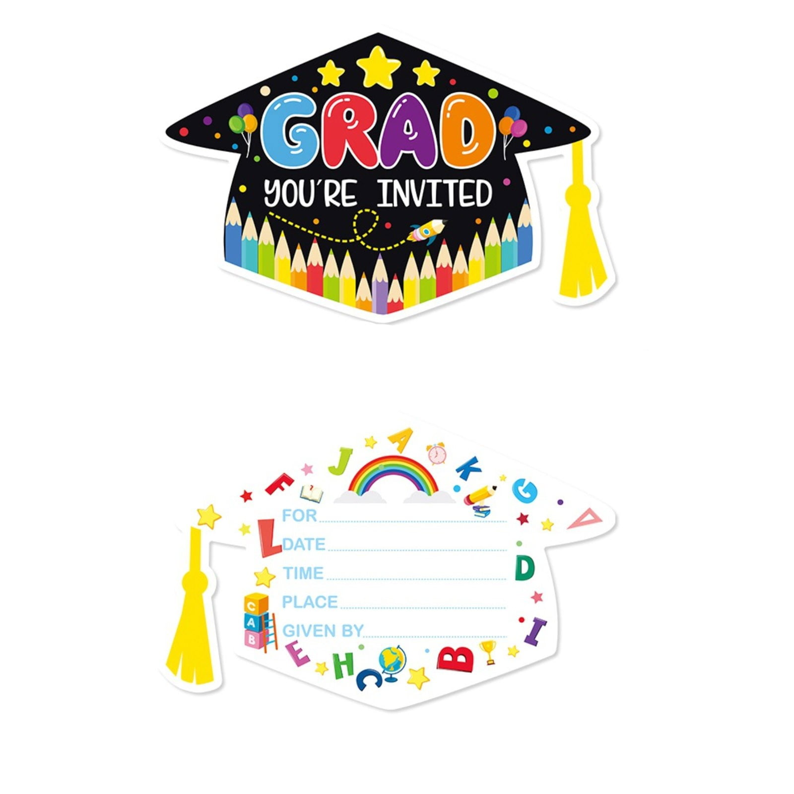 Elementary Grad - Shaped Fill-In Invitations - Kids Graduation Party ...