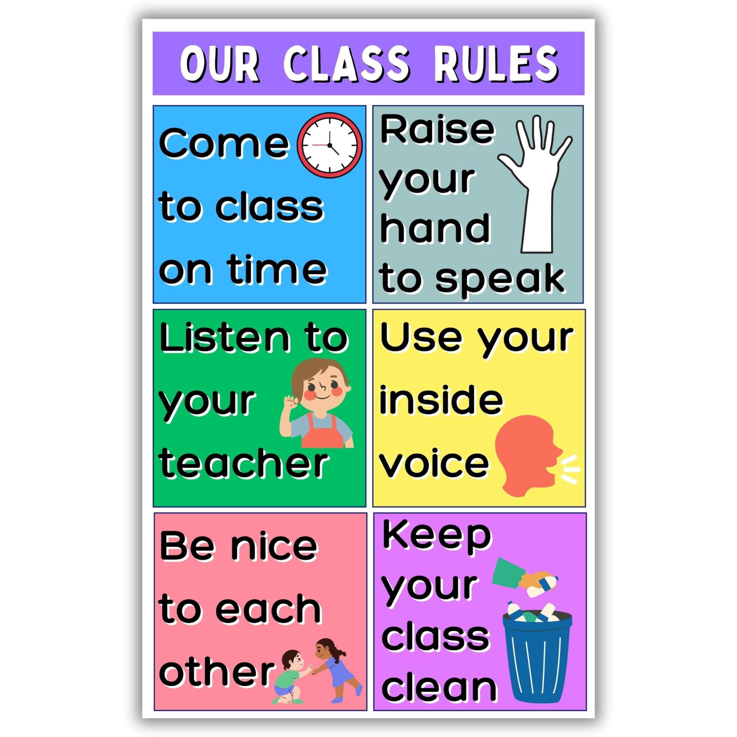 Elementary School Must Have Wall Art - Our Class Rules Poster ...