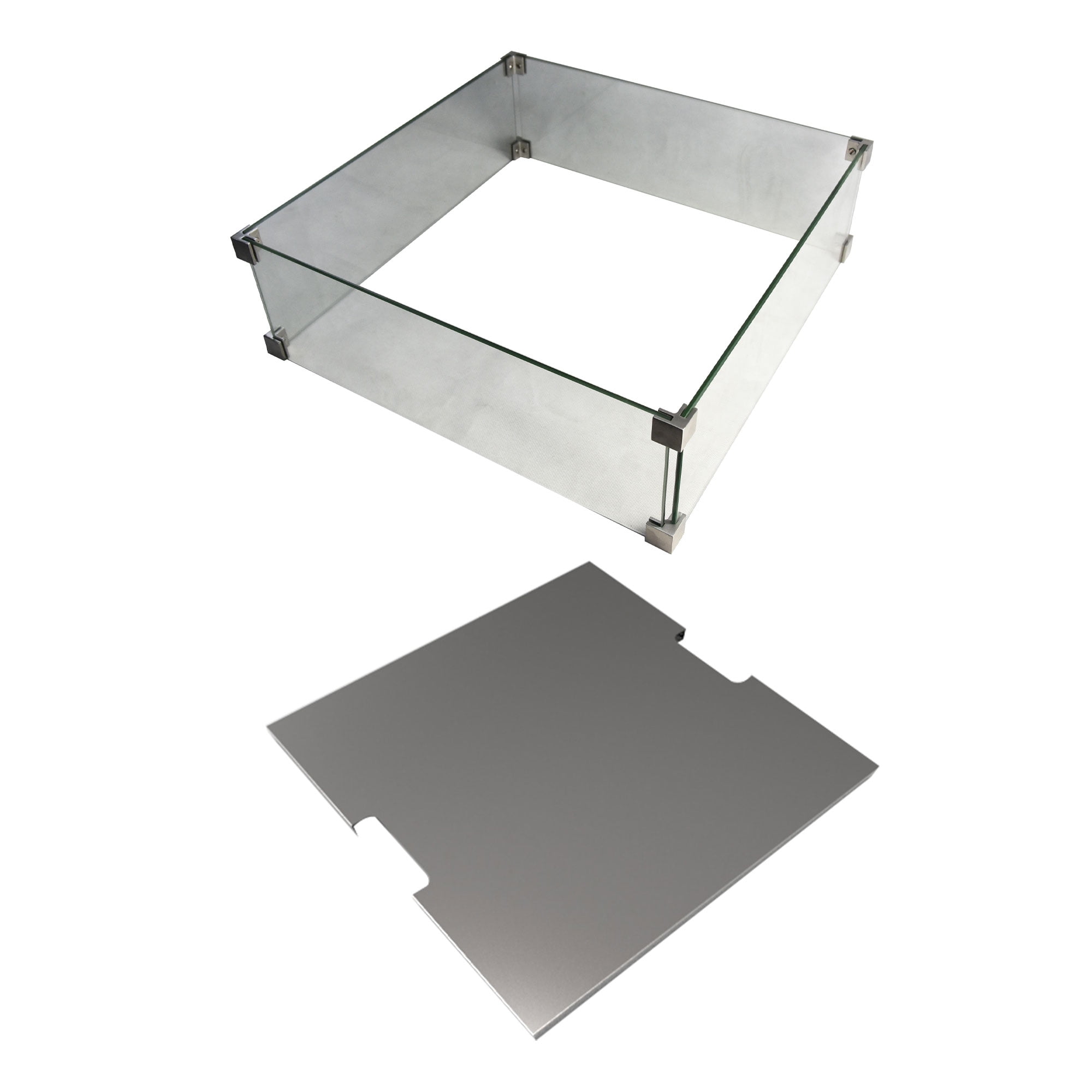 Elementi 22 Inch Square Tempered Glass Wind Screen for Manhattan Fire ...