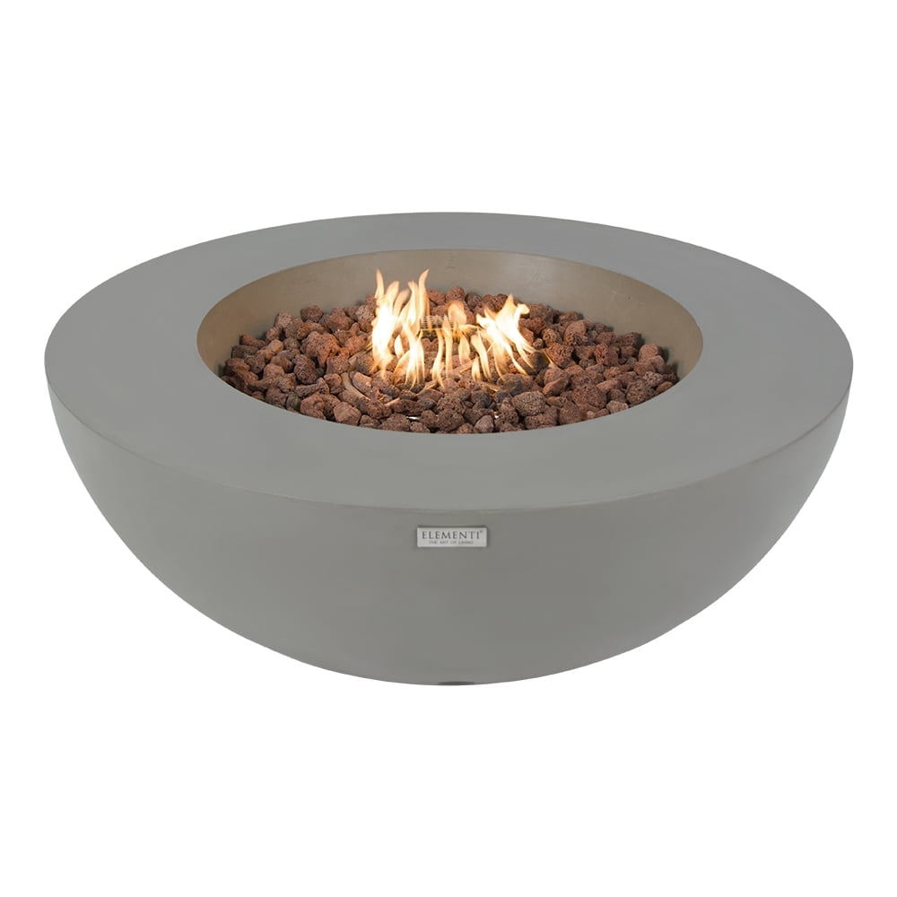 Elementi Lunar Round Gas Fire Pit - Grey, High-Performance Concrete ...