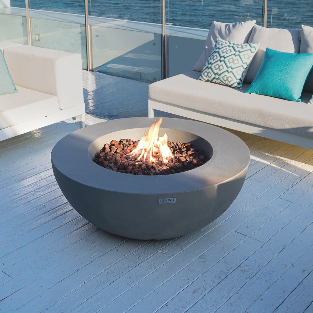 Elementi Outdoor Lunar Fire Bowl 42 Inches Grey Durable Fire Pit Table ...