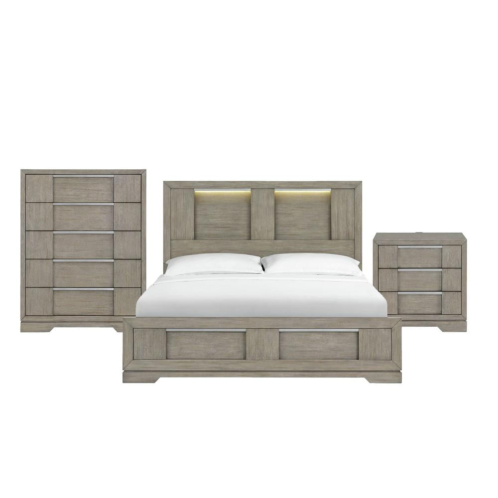 Elements Argo King Panel Bed with LED in Grey - Walmart.com