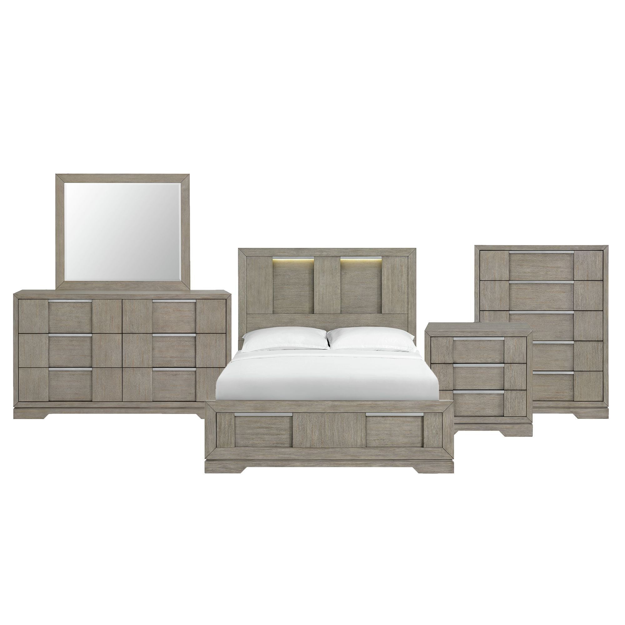 Picket House Furnishings Argo Queen Panel 5PC Bedroom Set with LED in ...