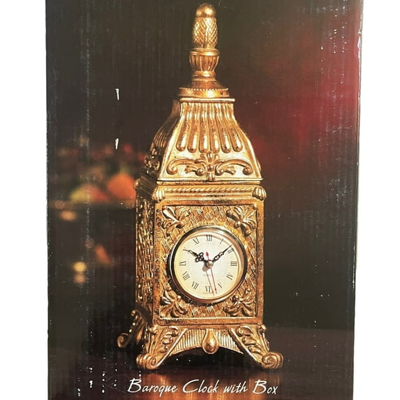 Elements Baroque Desk Mantle Clock with Box, Golden Finish - Walmart.com