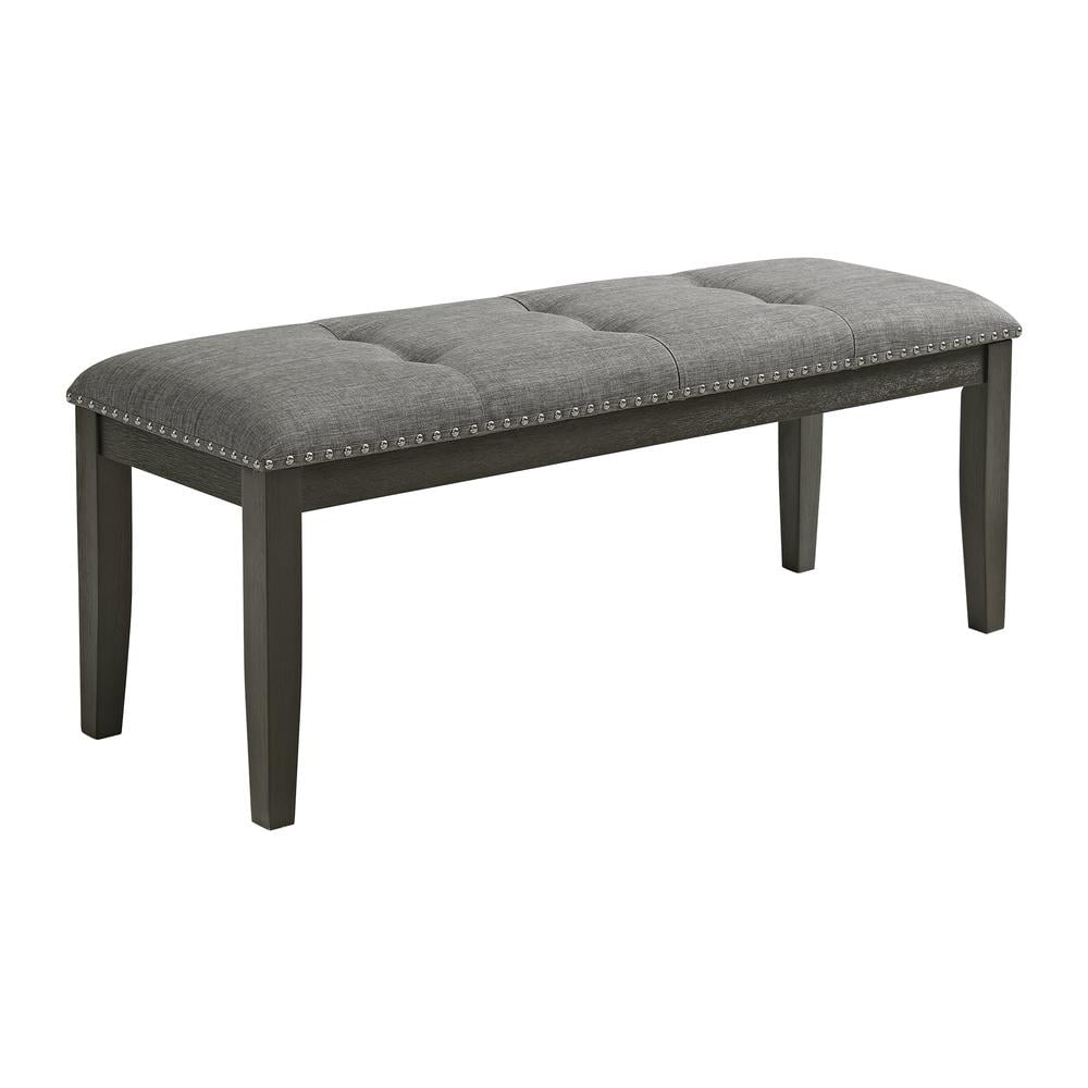 Elements Eve Bench w/ Grey Fabric and Nail Heads in Charcoal - Walmart.com