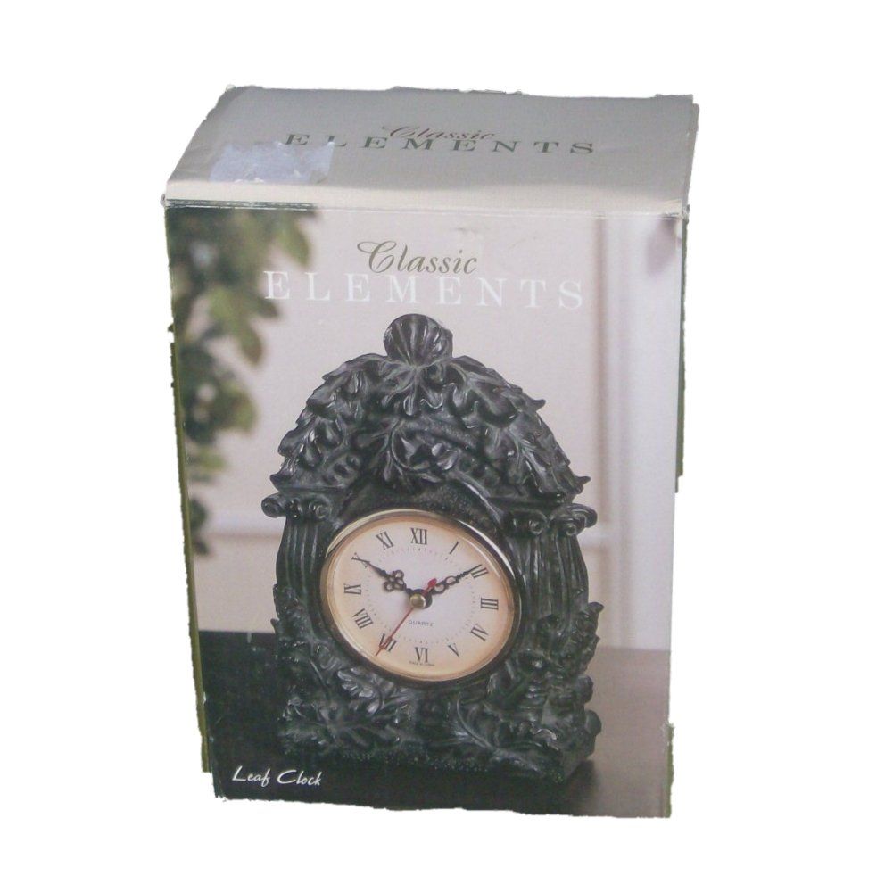 Elements Resin Leaf Desk Mantle Clock Cassic Old World Style - Walmart.com