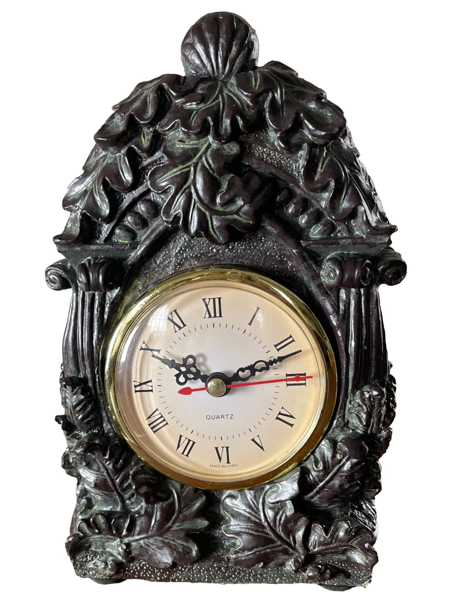 Elements Resin Leaf Desk Mantle Clock Cassic Old World Style - Walmart.com