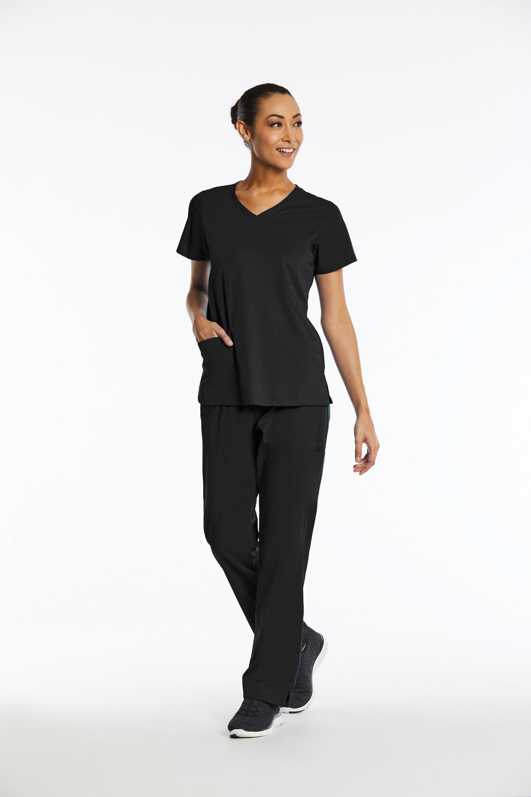 Elements Women's EL9945 Mock Wrap Scrub Top and Half-Elastic Waistband ...