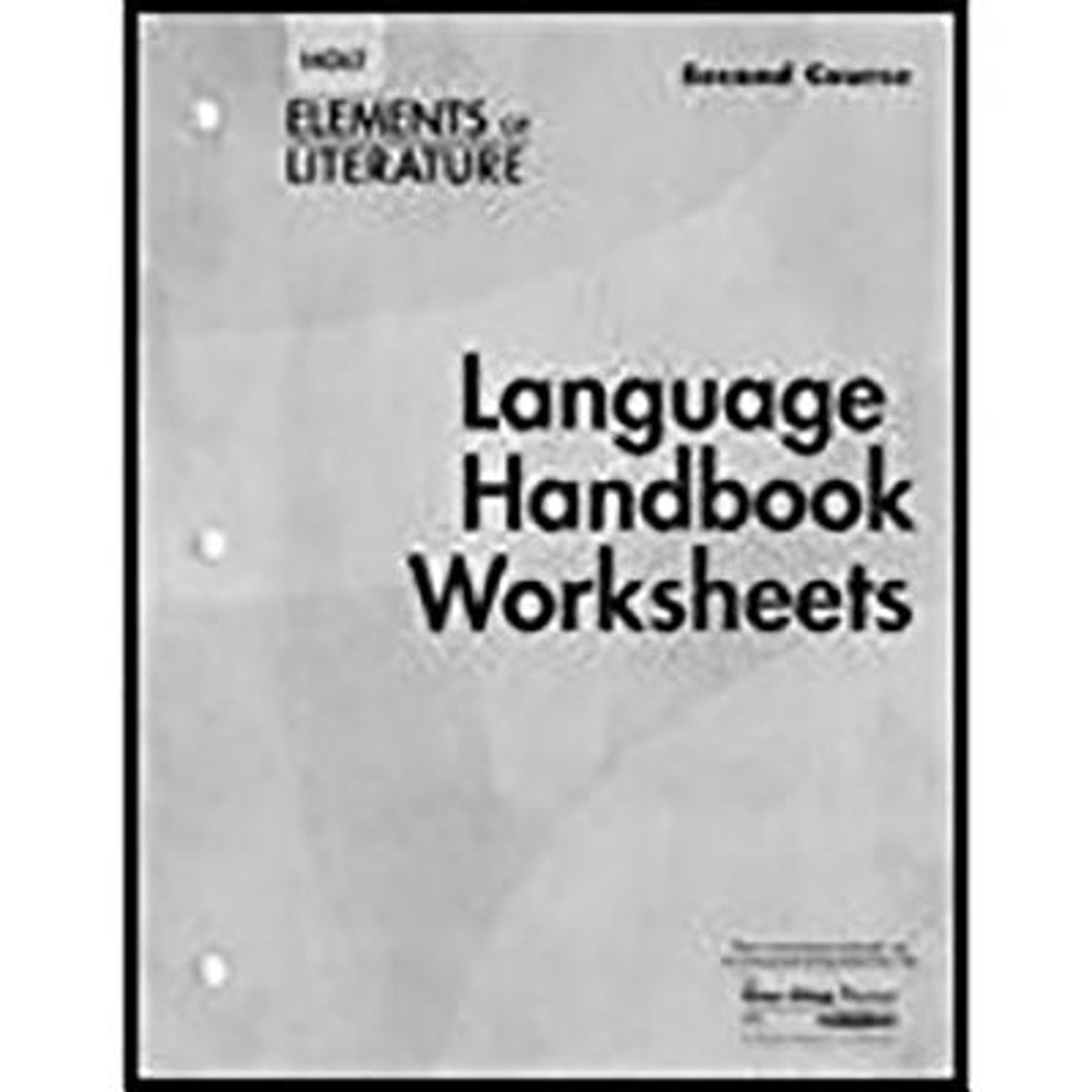 Elements of Literature : Language Handbook Worksheets Grade 8 Second ...