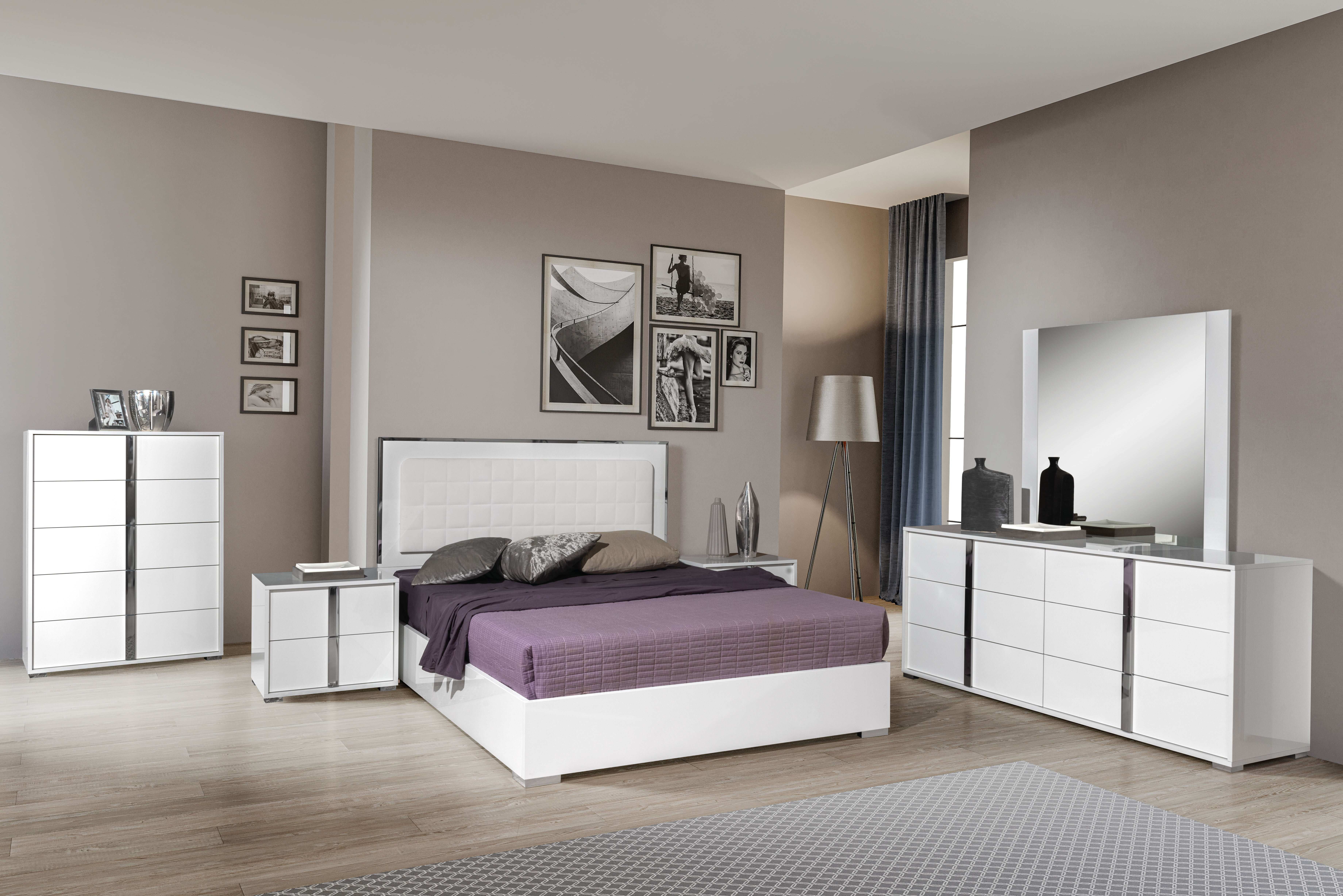 Elena 4 pcs King Bedroom White Glossy Home delivery + set up Invluded ...