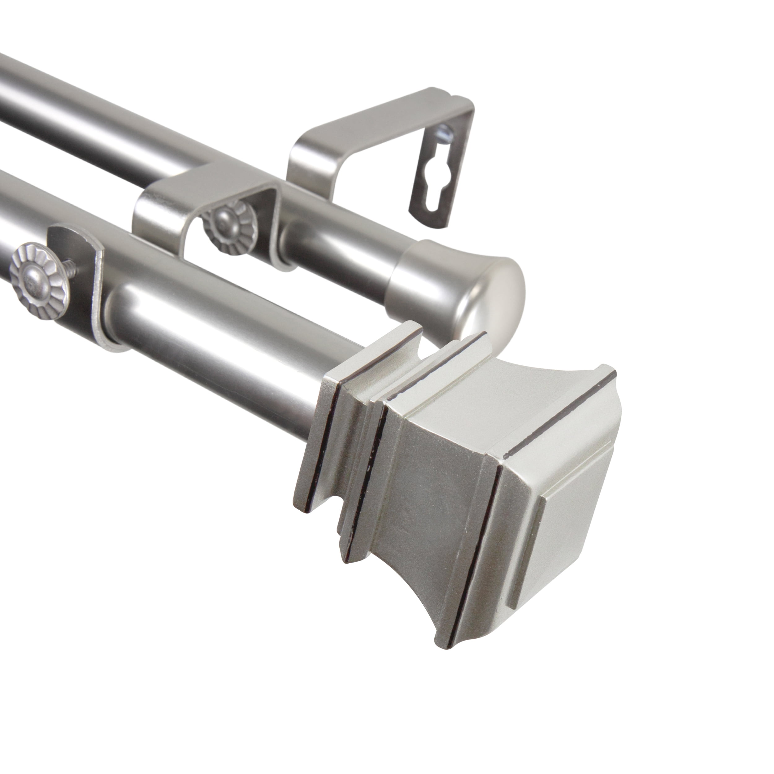 Elena Double Curtain Rod 1 inch 28-48 inch - Satin Nickel - Walmart.com