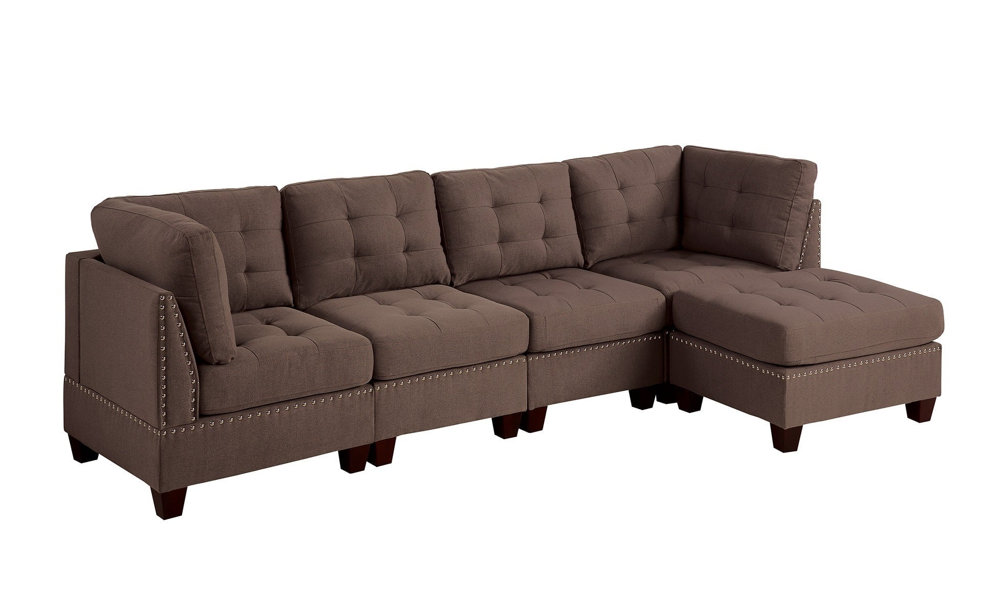 Eleni Modular Sectional 5pc Set 2x Corner Wedge 2x Armless Chair and 1x ...