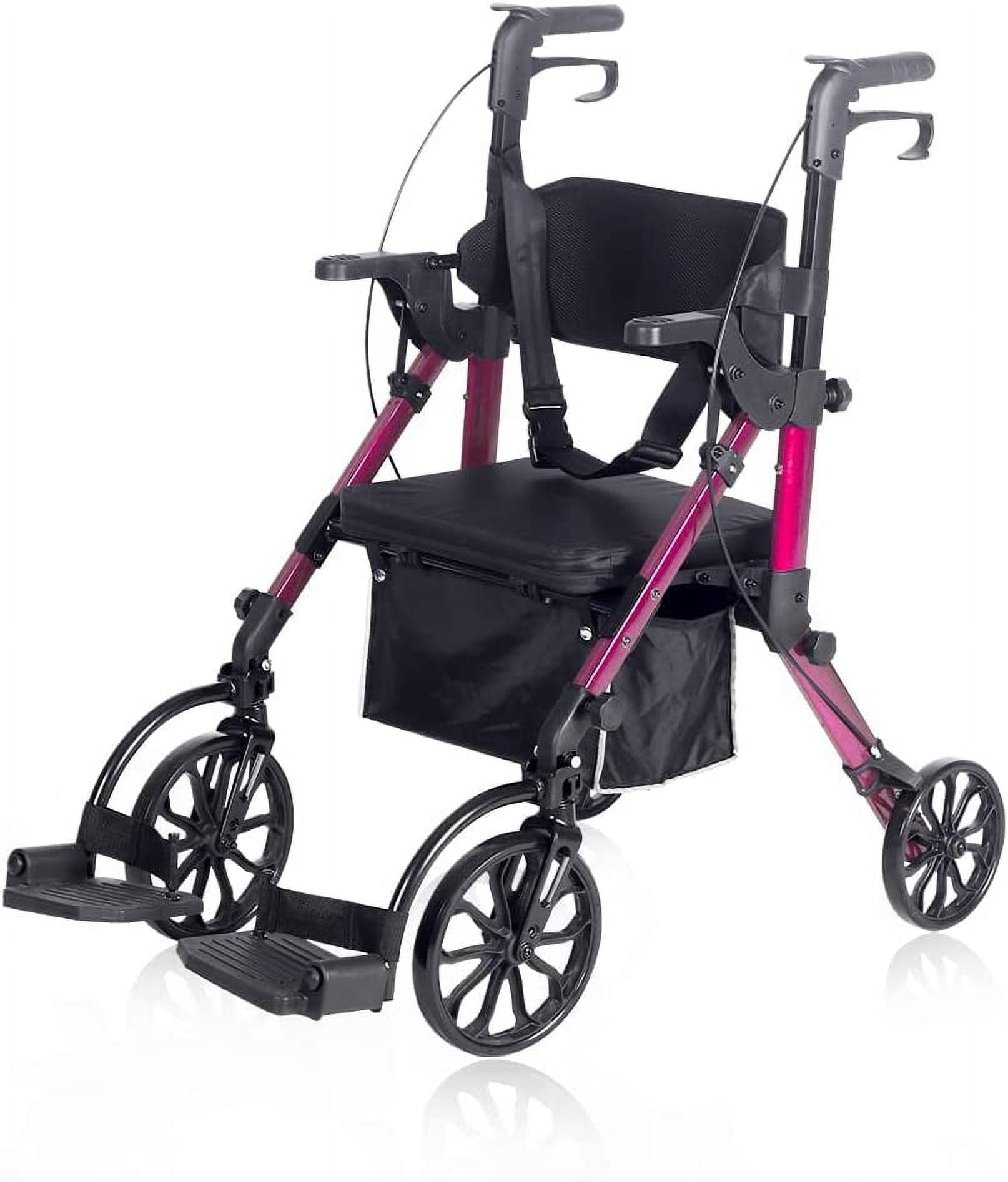 Elenker 2 in 1 Rollator Walker & Transport Chair, Folding Wheelchair ...