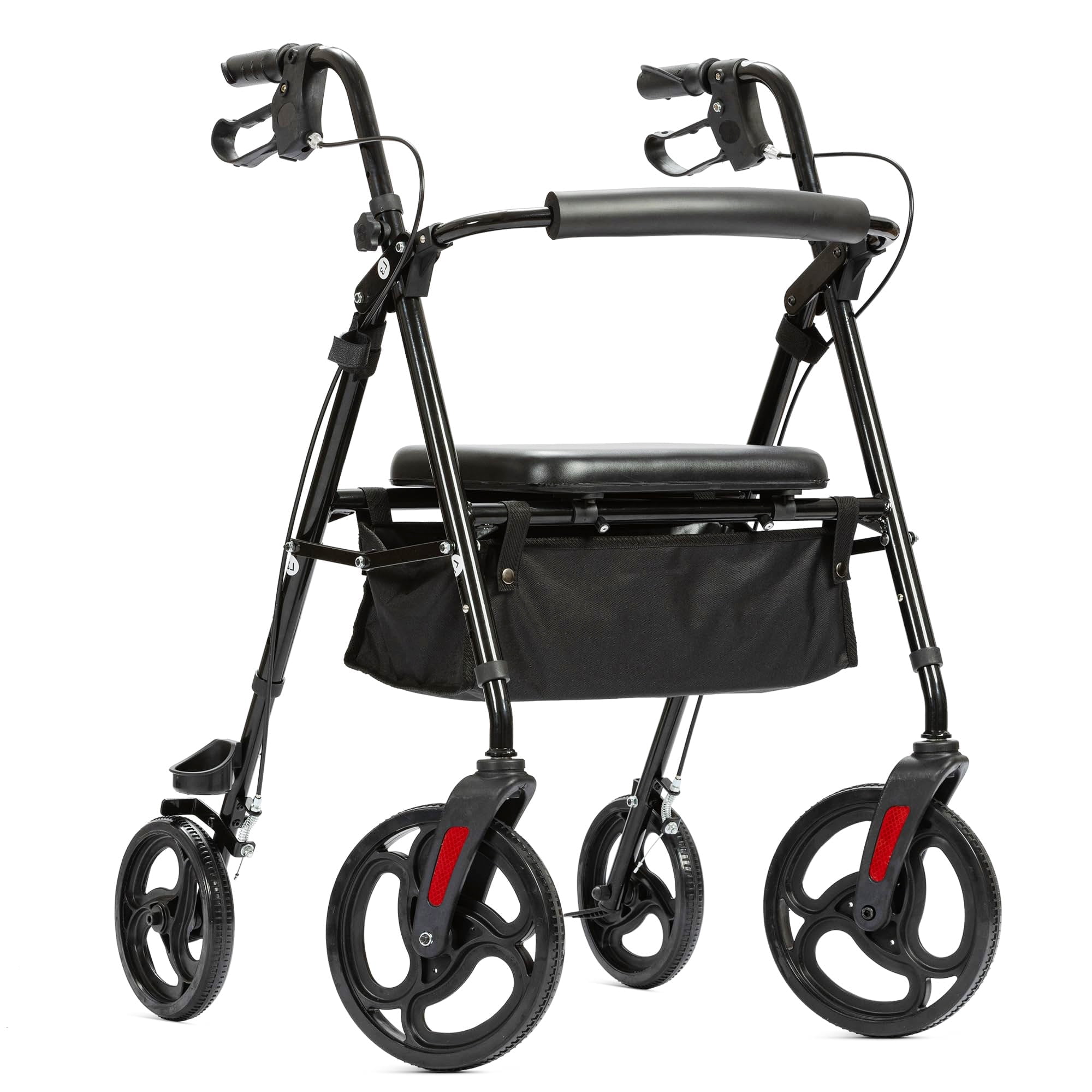 Elenker Mobility Rollator Walker with 10" Wheels, Adjustable Seat and ...